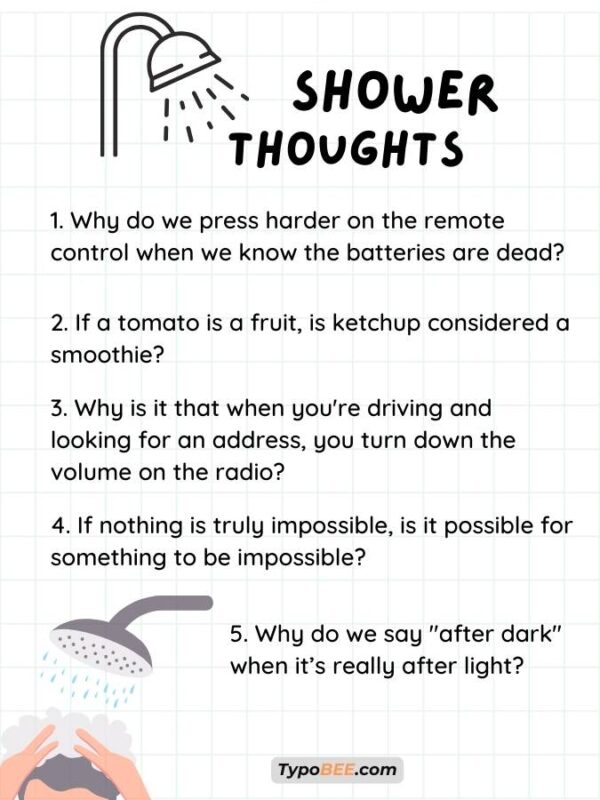 What are Good Shower Thoughts Questions? [Here are 190+ Ideas] - TypoBEE